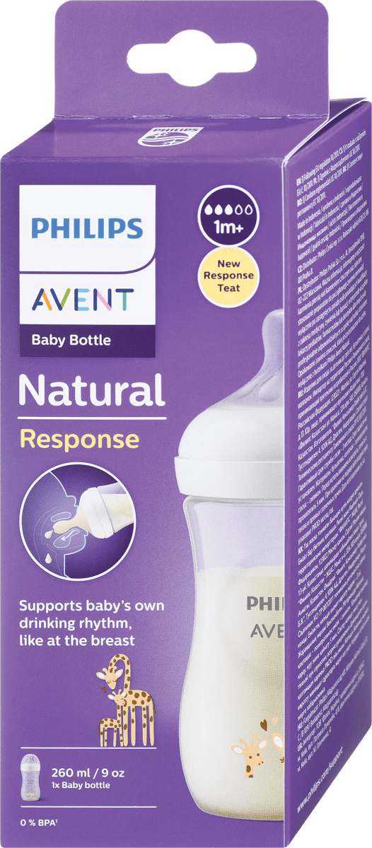 PHILIPS AVENT Steklenička za dojenčke Natural Response 240 ml, 1m+, 1 kos | dm.si