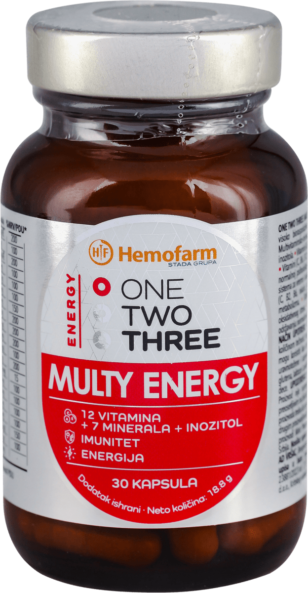 Hemofarm ONE TWO THREE MULTY ENERGY kapsule, 30 kom | dm.rs