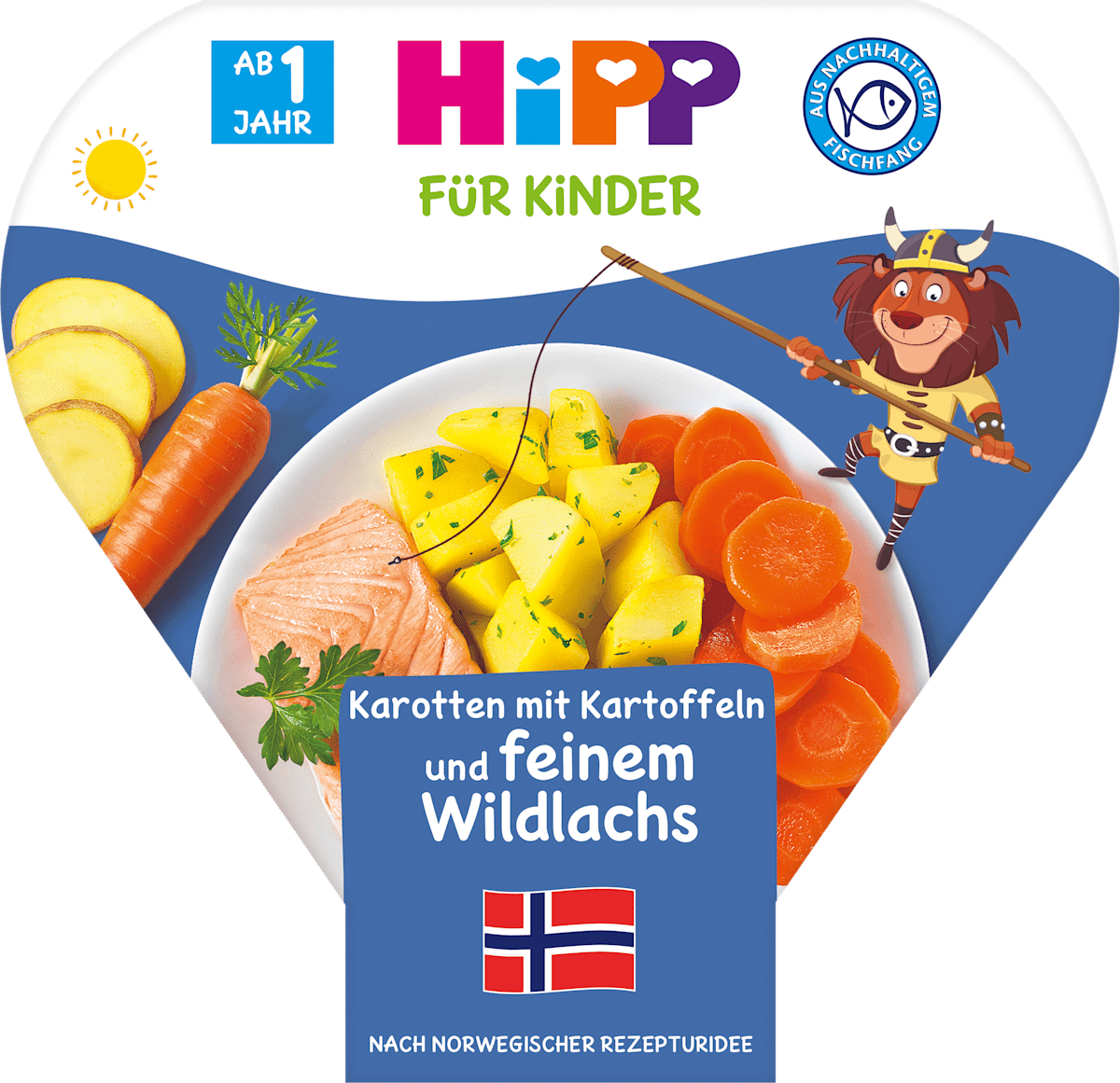 HiPP Kinderteller Karotten mit Kartoffeln und feinem Wildlachs ab 1 ...