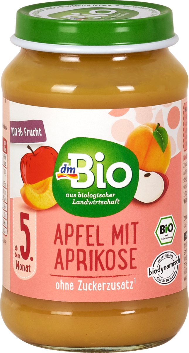 dmBio Früchte Apfel mit Aprikose ab dem 5. Monat, 190 g | dm.at