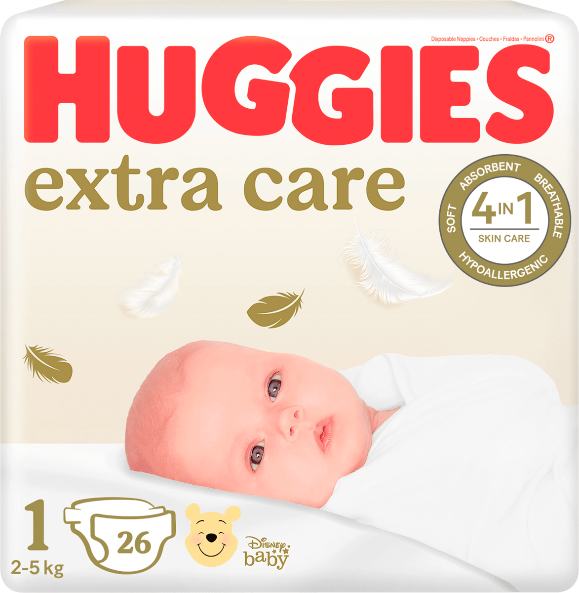 HUGGIES extra care pelene - Disney baby, veličina 1 (2-5kg), 26 kom | dm.rs