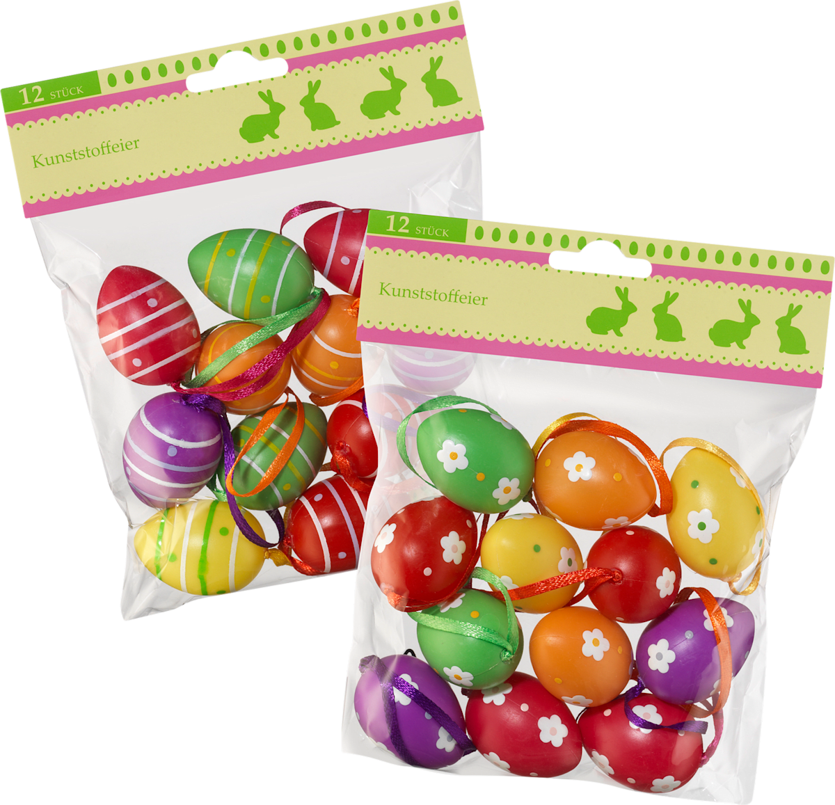 Dekorieren & Einrichten Kunststoffeier zum Aufhängen, bunt (30 mm), 12 St dauerhaft günstig ...