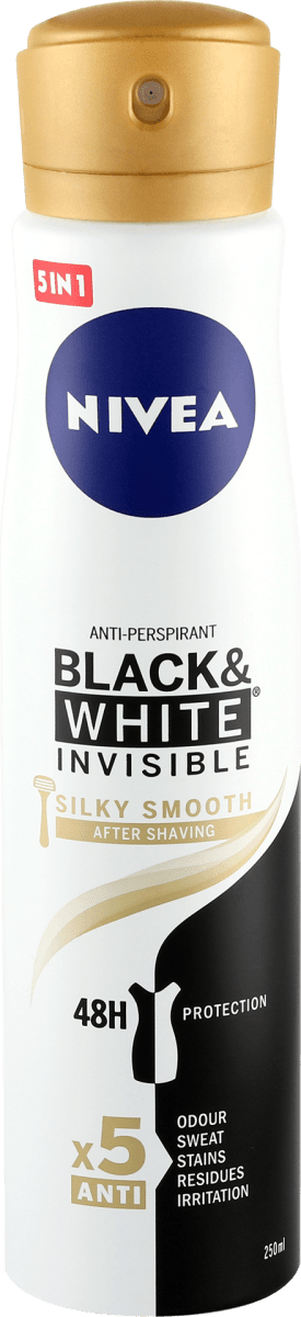 NIVEA Black & White Invisible Део спрей Silky Smooth, 250 ml | dm България