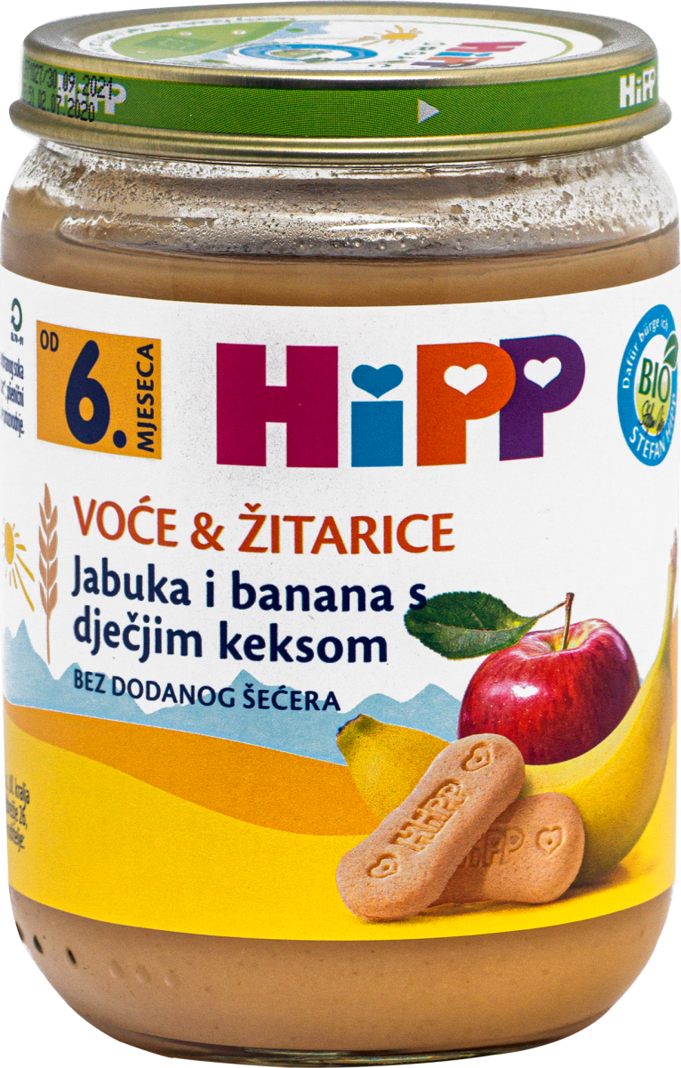 HiPP BIO kašica za bebe – keks, jabuka i banana, 6+ mj., 190 g | dm-drogeriemarkt.ba