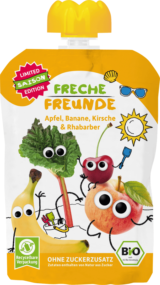 Freche Freunde Quetschie Apfel, Banane, Kirsche & Rhabarber, ab 8 ...