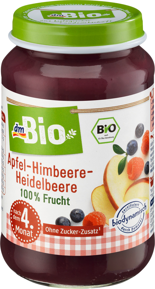 dmBio Apfel-Himbeere-Heidelbeere nach dem 4. Monat, Demeter, 190 g ...