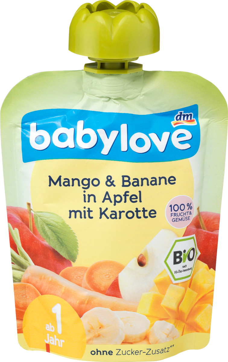 babylove Quetschbeutel Mango & Banane in Apfel mit Karotte ab 1 Jahr, 90 g dauerhaft günstig ...
