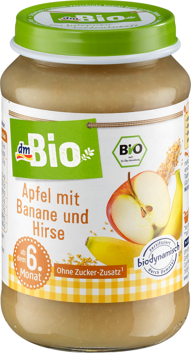 dmBio Apfel mit Banane und Hirse ab dem 6. Monat, Demeter, 190 g ...
