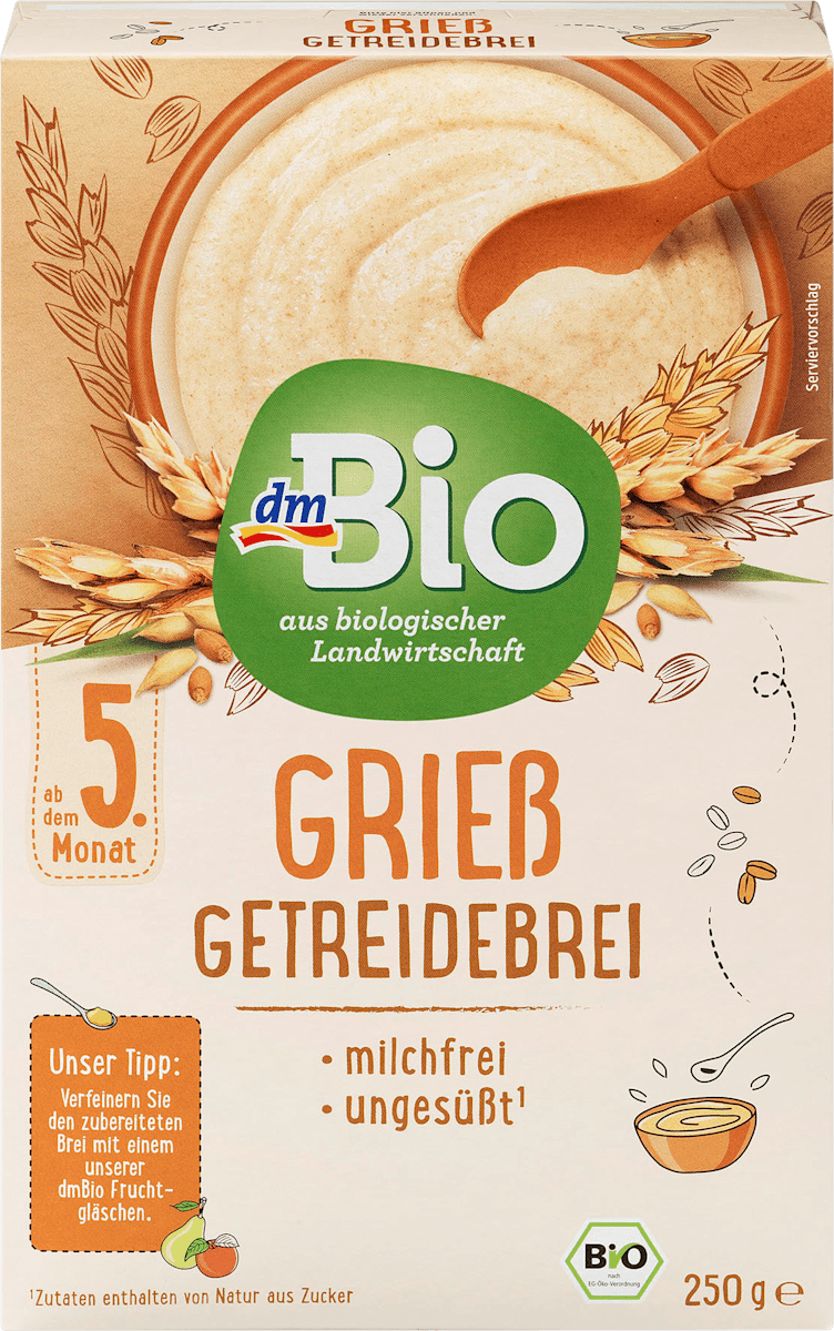 dmBio Getreidebrei Bio Grieß ab dem 5. Monat, 250 g dauerhaft günstig ...