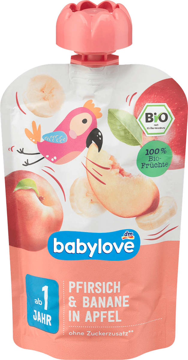 babylove Quetschie Pfirsich & Banane in Apfel 1 Jahr, 100 g dauerhaft günstig online kaufen | dm.de