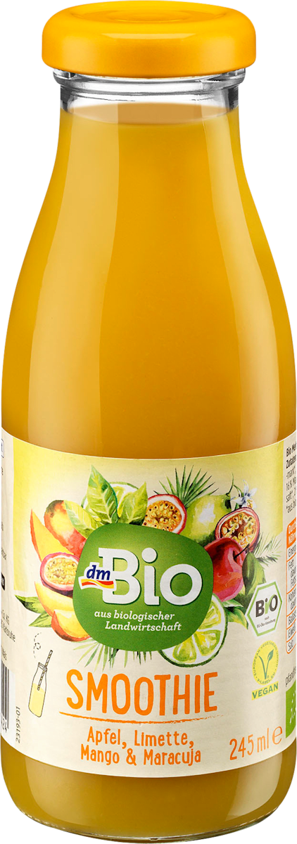 dmBio smoothie jablko, limetka, mango & maracuja, 245 ml | dm.cz