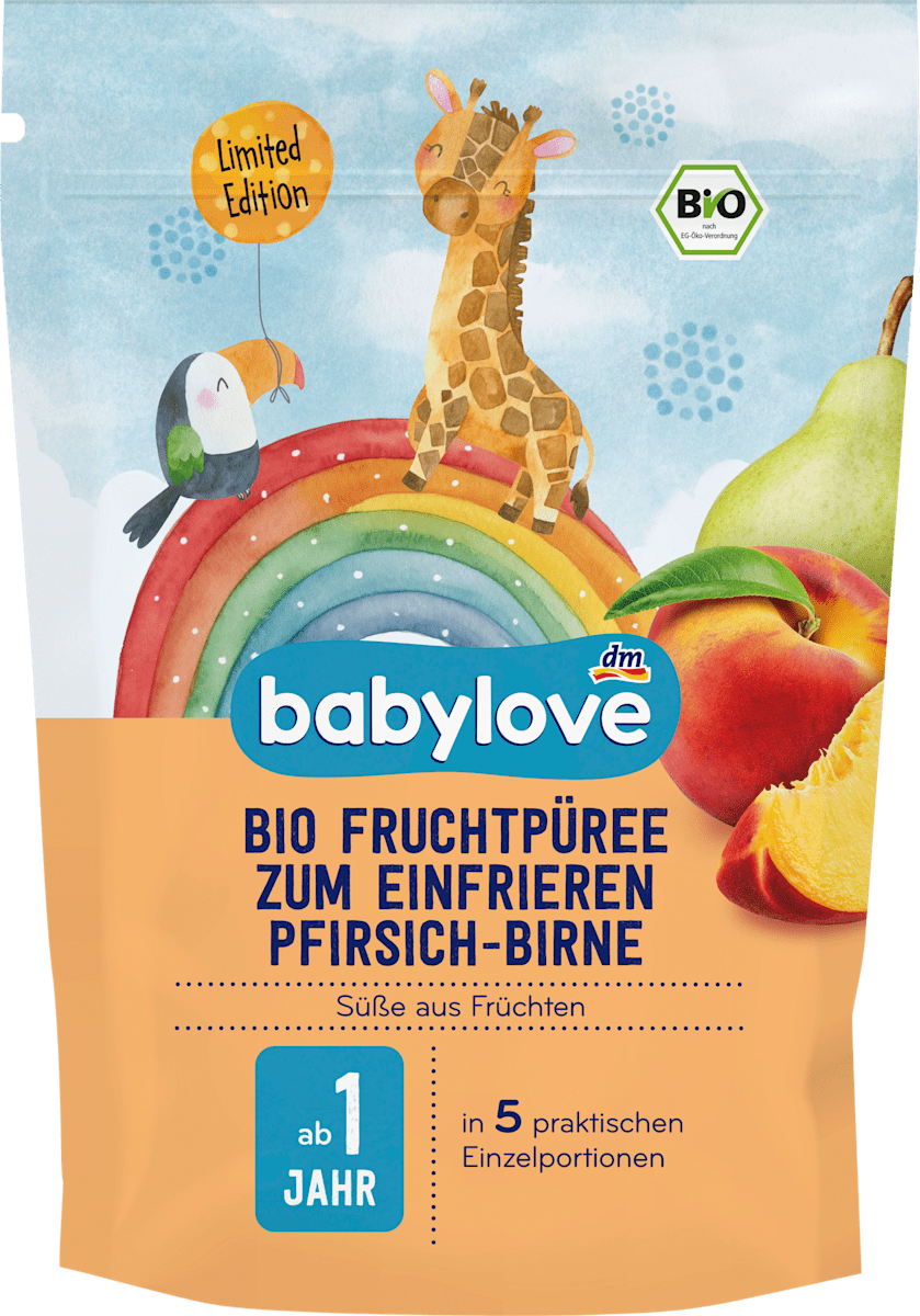 babylove Fruchtpüree zum Einfrieren Pfirsich-Birne, 225 g | dm.at