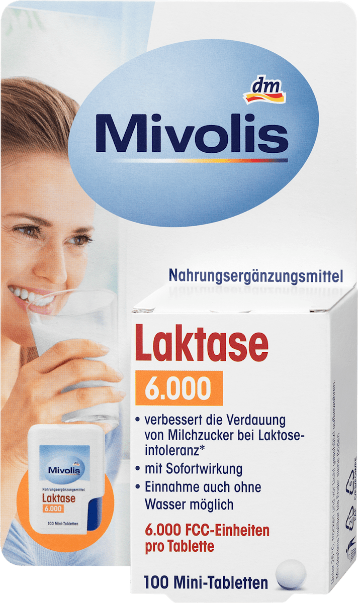 Mivolis Prehransko dopolnilo z laktazo, laktaza 6000, 8 g | dm.si