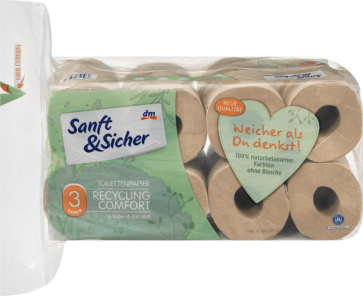 Sanft&Sicher Reciklirani toaletni papir, 3-slojni, 16 kom | dm.rs