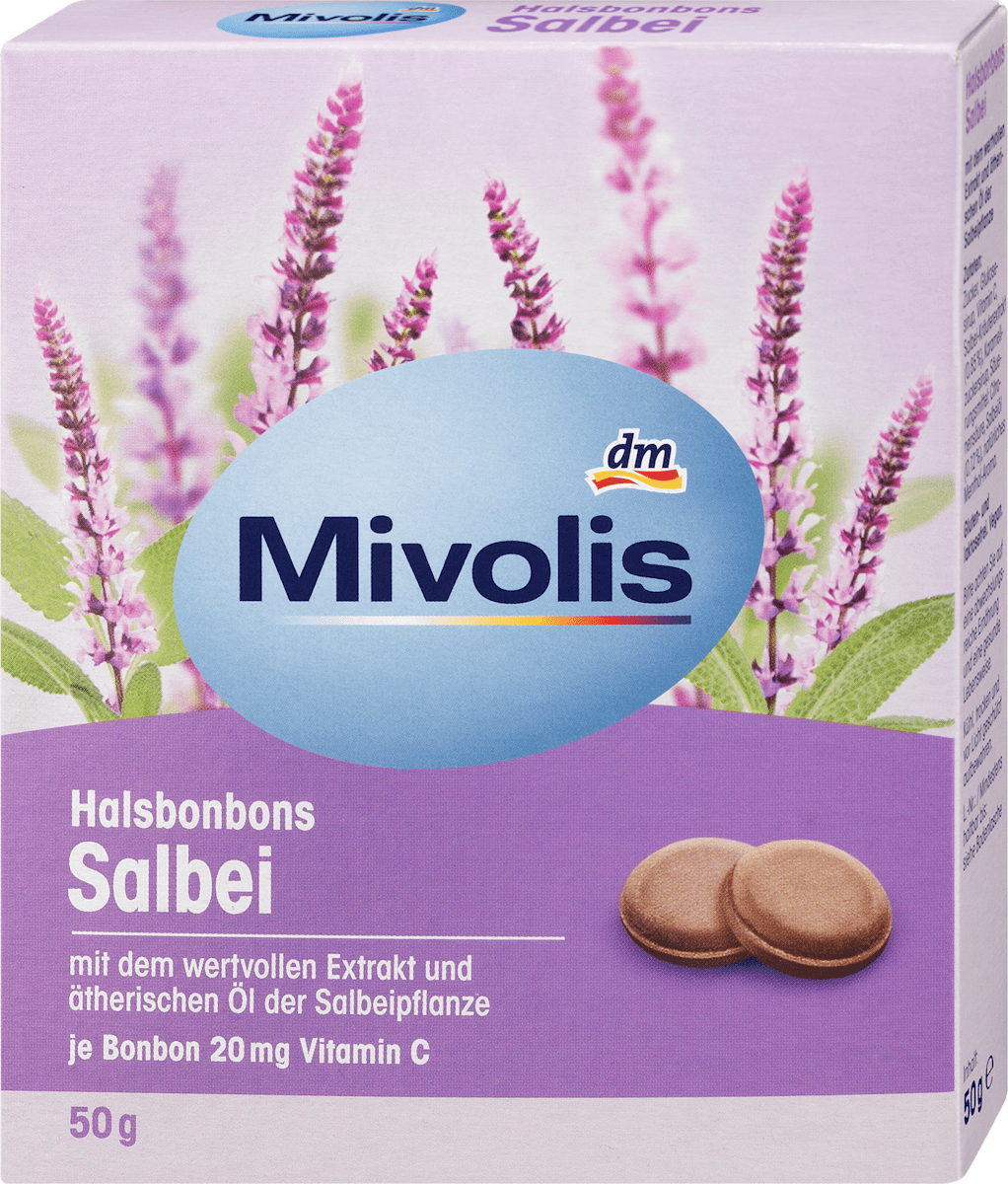 Mivolis Tvrdi bomboni za grlo s kaduljom i vitaminom C, 50 g | dm ...