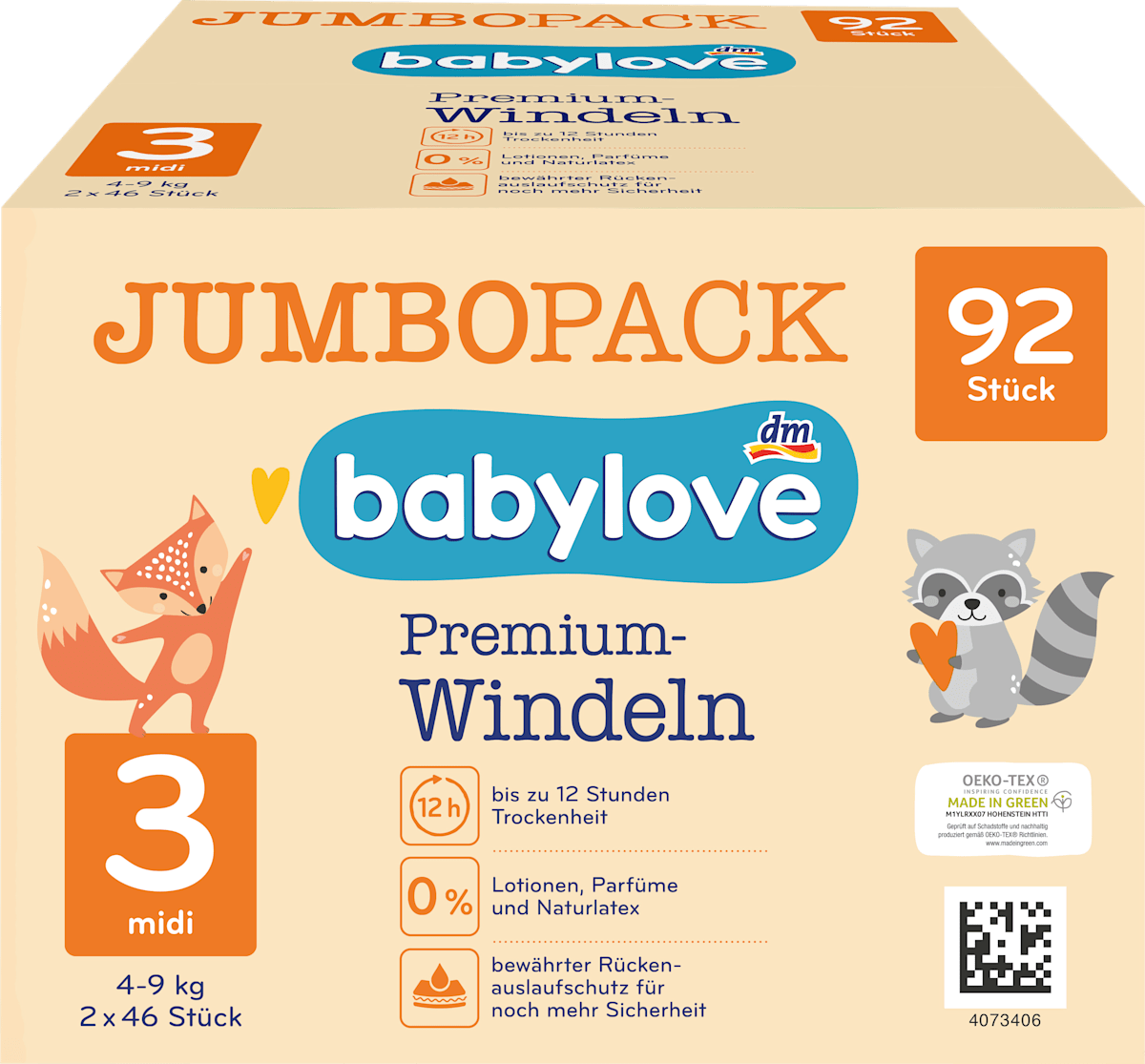 babylove Windeln Premium Gr. 3 Midi, (4-9 kg), Jumbo Pack, 92 St ...