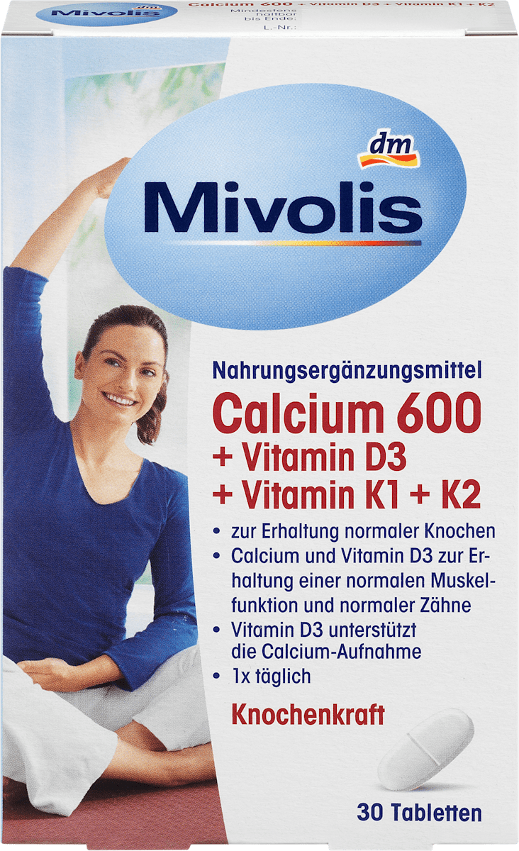 Mivolis Calcium 600 + Vitamin D3 + K1 + K2, 30 St., 51 g dauerhaft ...