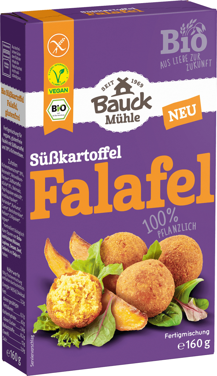Bauck Mühle Fertigmischung Süßkartoffel Falafel, vegan, 160 g dauerhaft ...