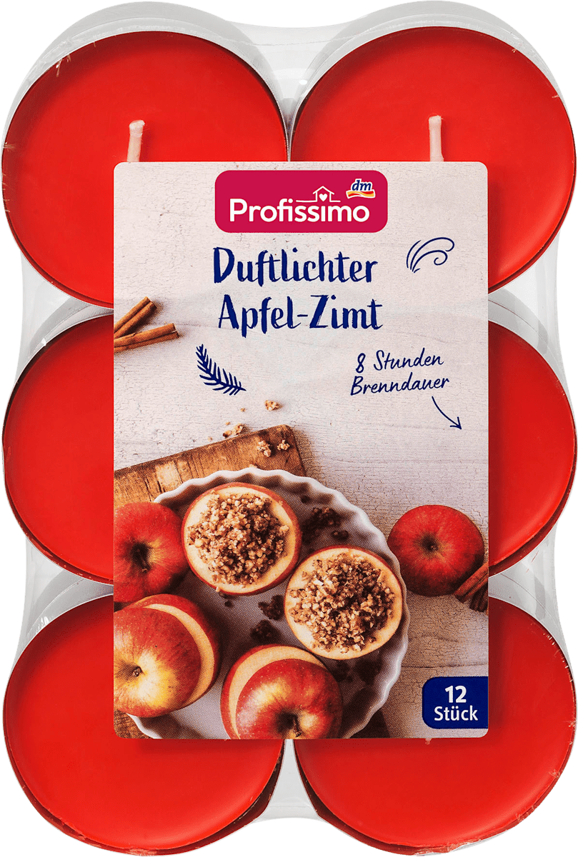 Profissimo Čajne mirisne sveće, okrugle, maxi - jabuka i cimet, 12 kom ...