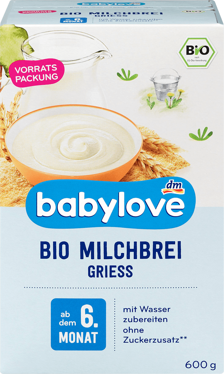 babylove Abendbrei Milch Bio Grieß ab 6.Monat, 600 g dauerhaft günstig ...