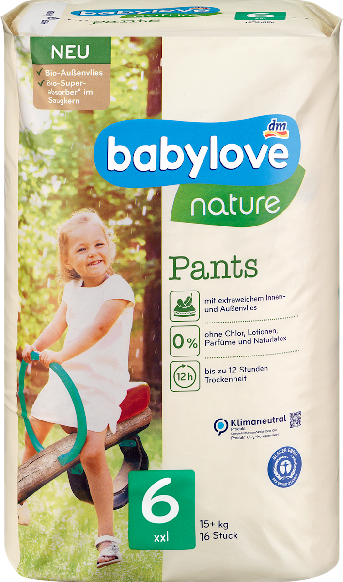 babylove nature Baby Pants nature Gr. 6, XXL, 15+ kg, 16 St dauerhaft ...