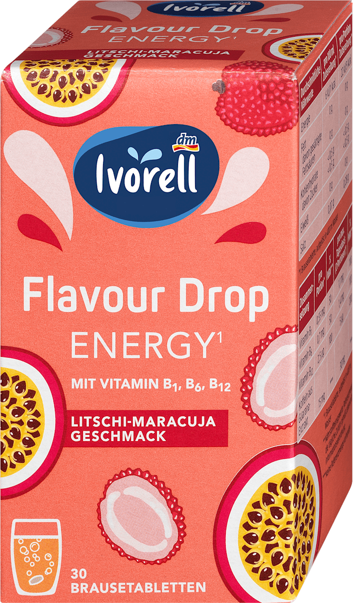 Ivorell Šumivé tablety Flavour Drop Energy liči a marakuja, 30 ks ...