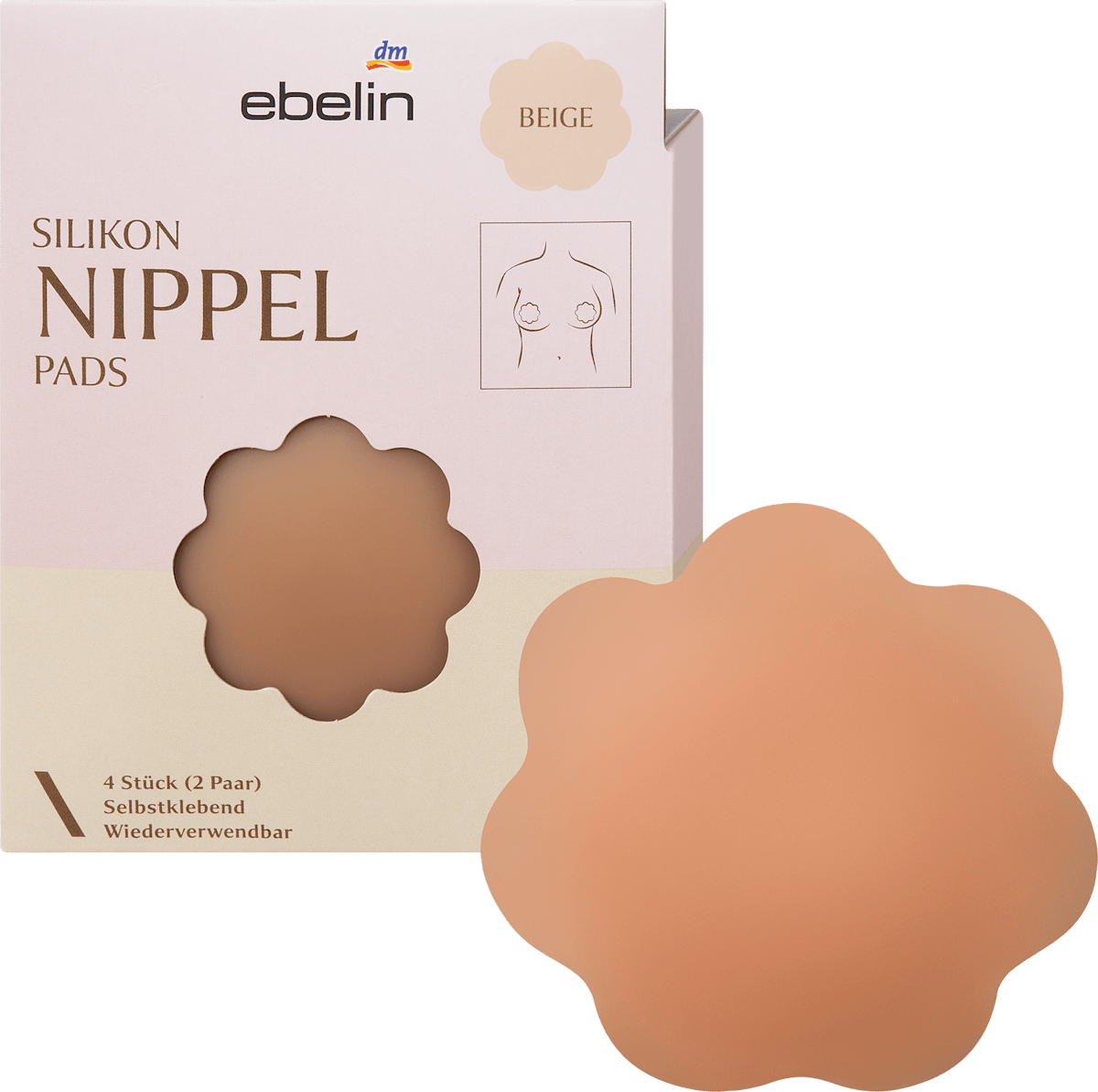 ebelin Silikon-Nippelpads Beige (2 Paar), 4 St | dm.at