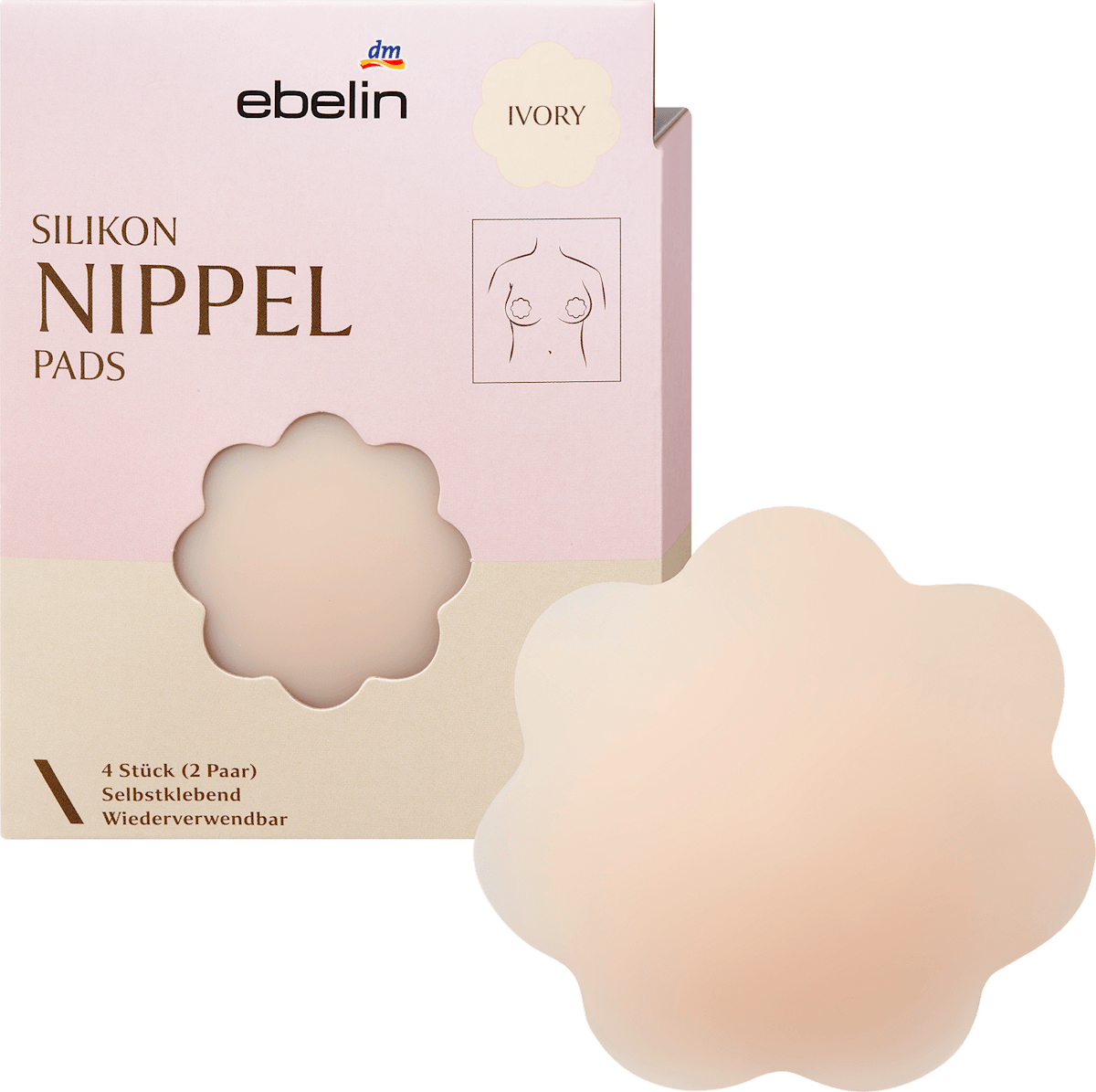ebelin Silikon-Nippelpads Ivory (2 Paar), 4 St | dm.at