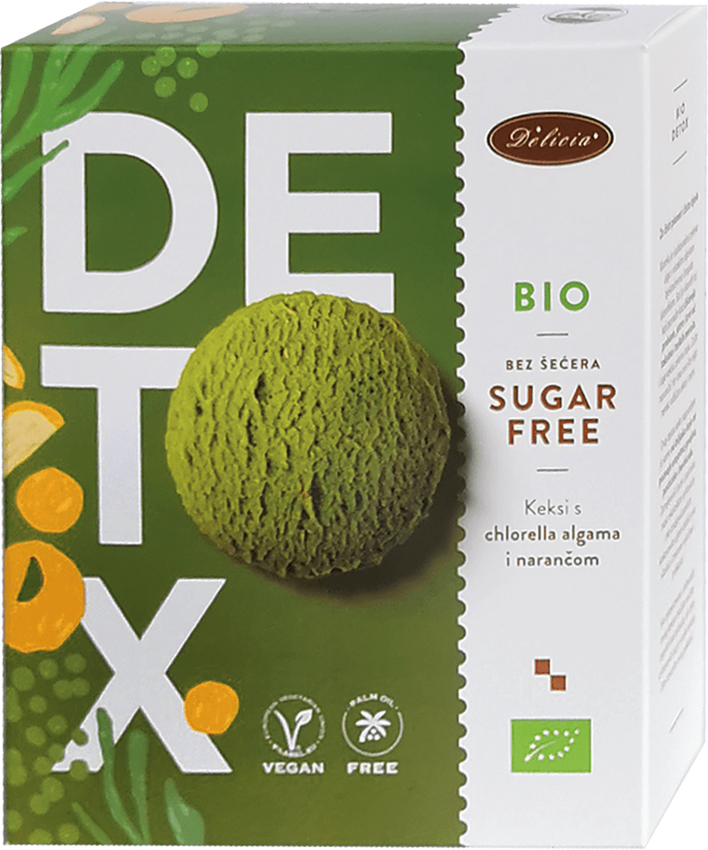 Delicia Piškoti z algami klorele in pomarančo Bio Detox, 125 g | dm.si