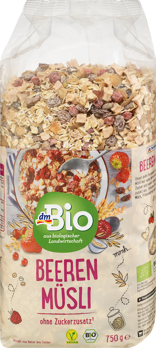 dmBio Musli z owocami jagodowymi, 750 g kupuj w zawsze korzystnych ...