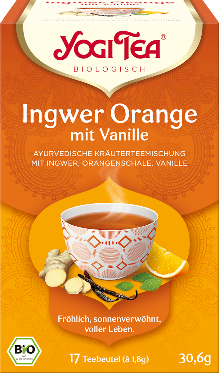 YOGI TEA Kräutertee Ingwer Orange mit Vanille (17 Beutel), 30,6 g ...