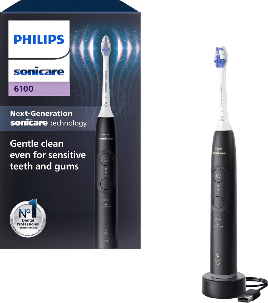 Philips Sonicare Schallzahnbürste Series 6100 schwarz, 1 St dauerhaft ...