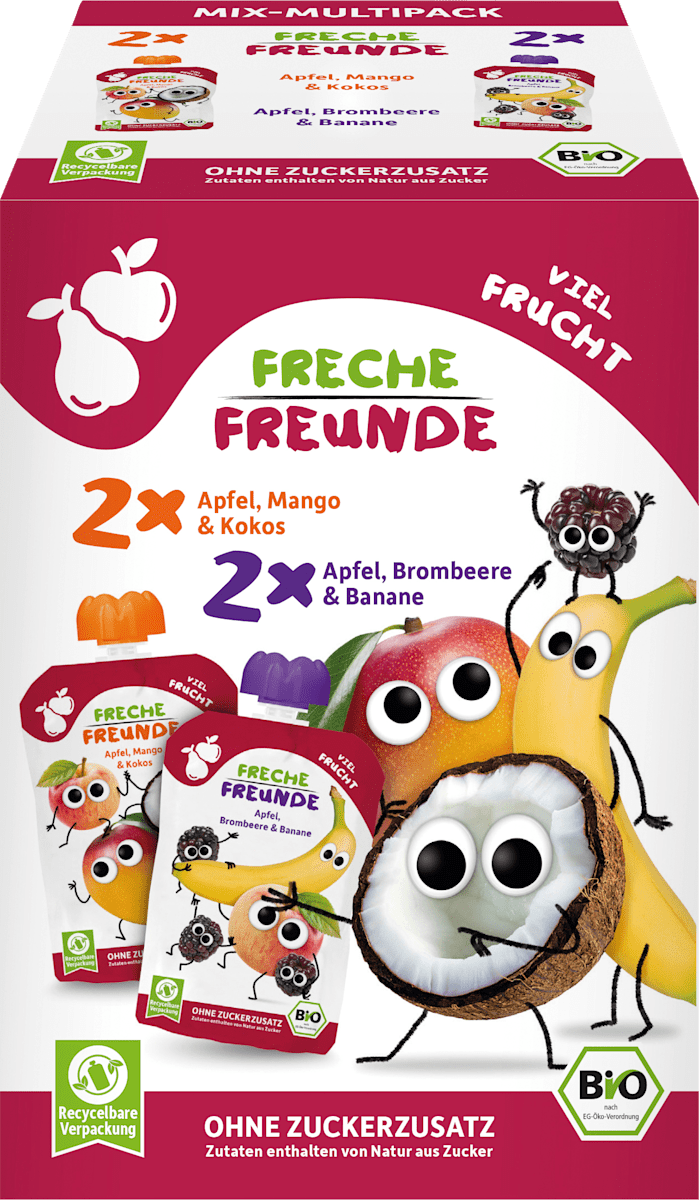 Freche Freunde Quetschie viel Frucht, ab 6 Monaten, (4x100 g), 400 g ...