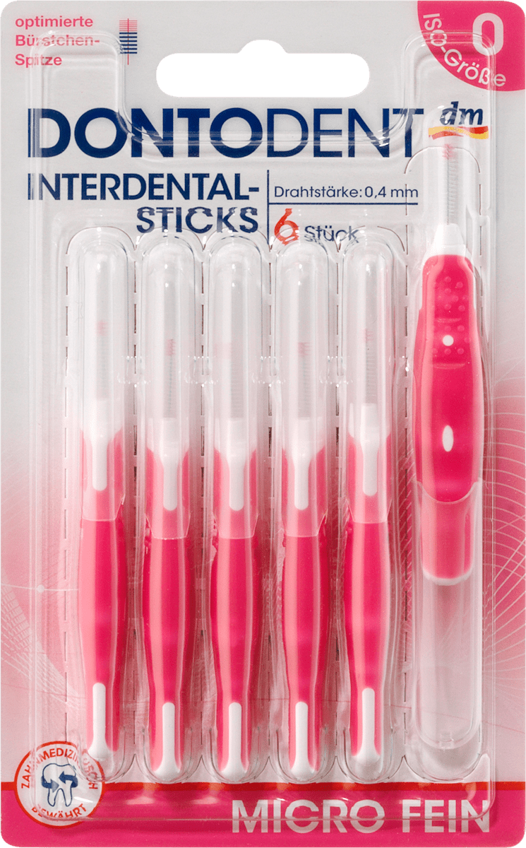Dontodent Interdental Sticks micro fein (ISO-Gr. 0), 6 St dauerhaft ...