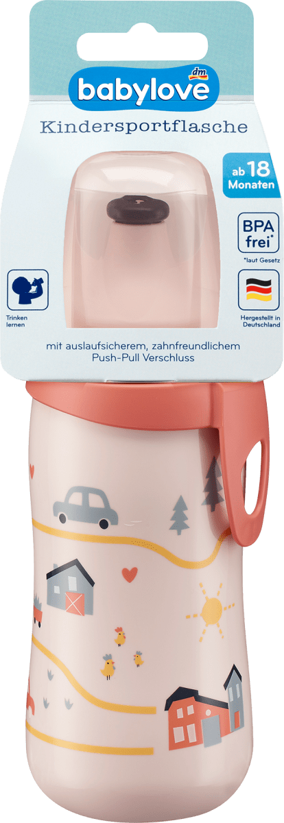 babylove Trinkflasche Kinder rosa Bauernhof, 330 ml, 1 St dauerhaft ...