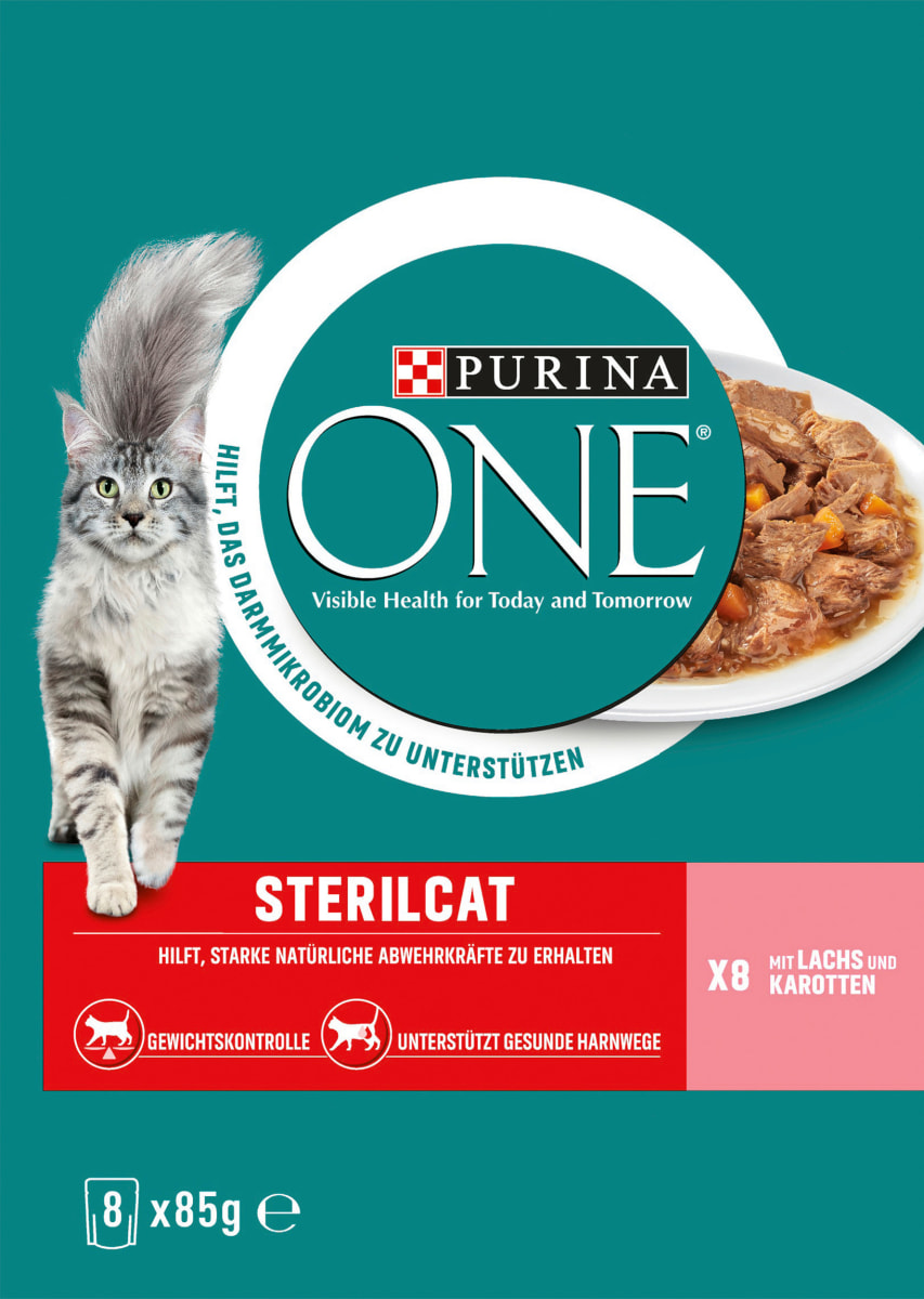 PURINA ONE Nassfutter Katze Sterilcat mit Lachs & Karotten, Multipack ...