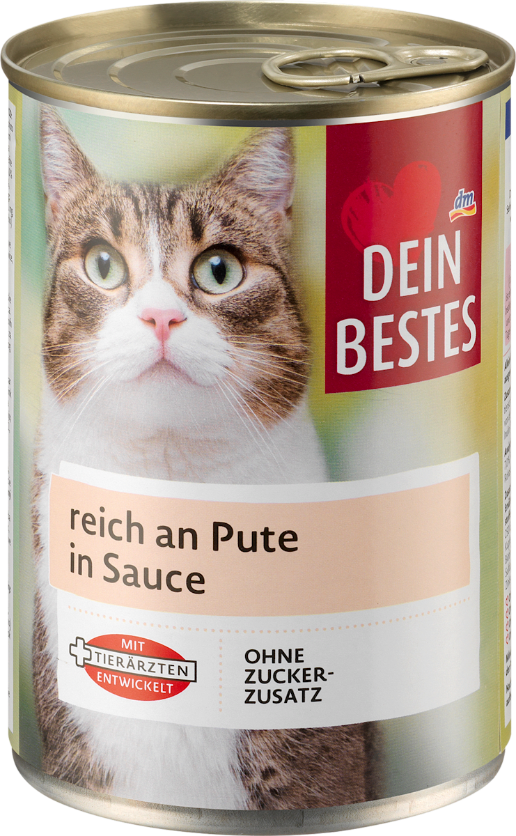 Dein Bestes Nassfutter Katze, reich an Pute in Sauce, 415 g dauerhaft ...