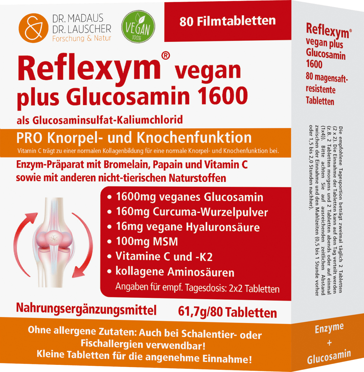 Madaus & Lauscher Reflexym vegan plus Glucosamin 1600, 80 St dauerhaft ...