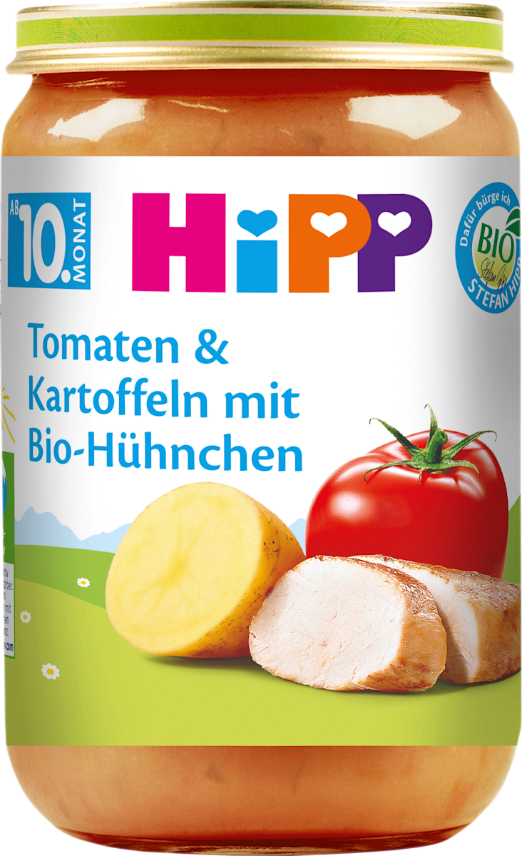 HiPP Menü Tomaten & Kartoffeln mit Bio-Hühnchen ab dem 10. Monat, 220 g | dm.at