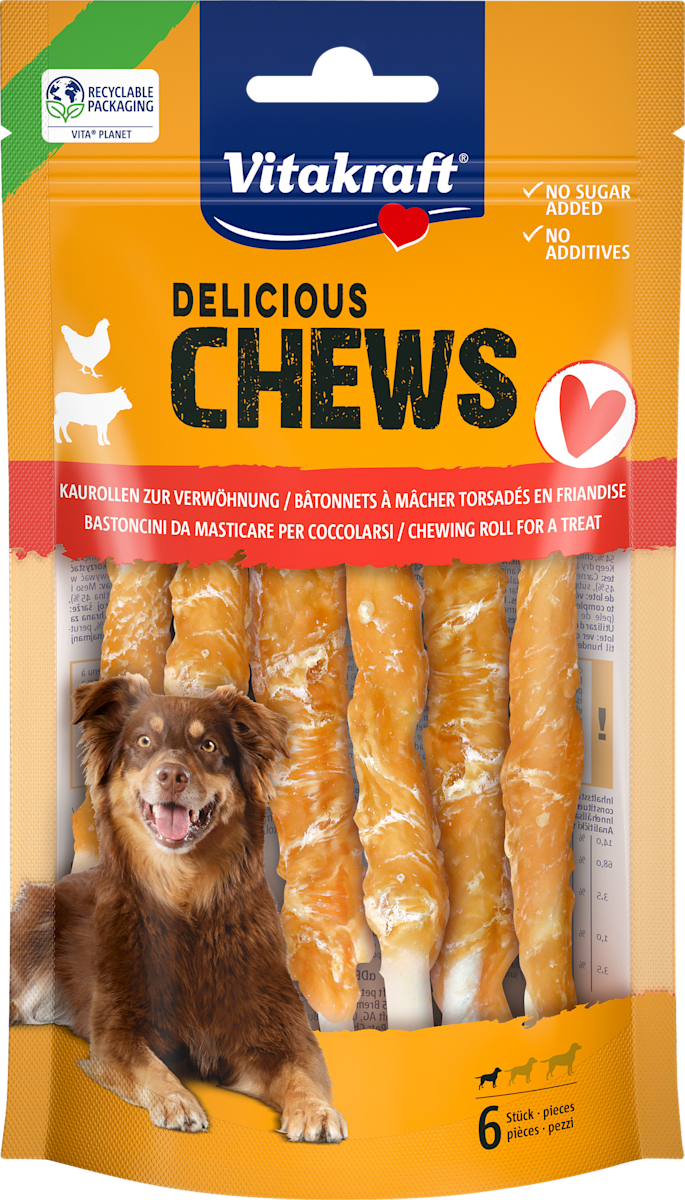 Vitakraft Hundesnack Kaurollen delicous CHEWS mit Huhn (6 Stück) Größe ...
