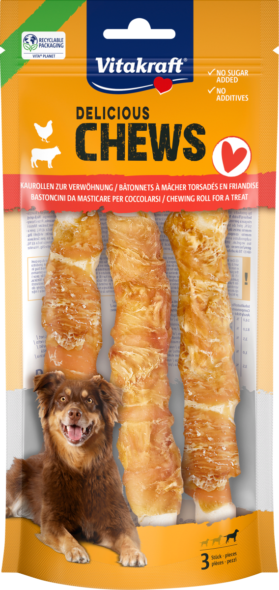 Vitakraft Hunde Kausnack Delicious CHEWS Huhn & Rind, 140 g | dm.at