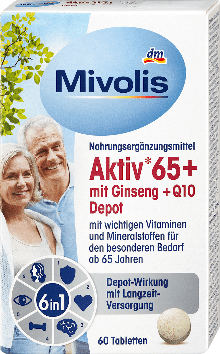 Mivolis Żeń szeń i koenzym Q10 tabletki, suplement diety, senior, 51 g ...