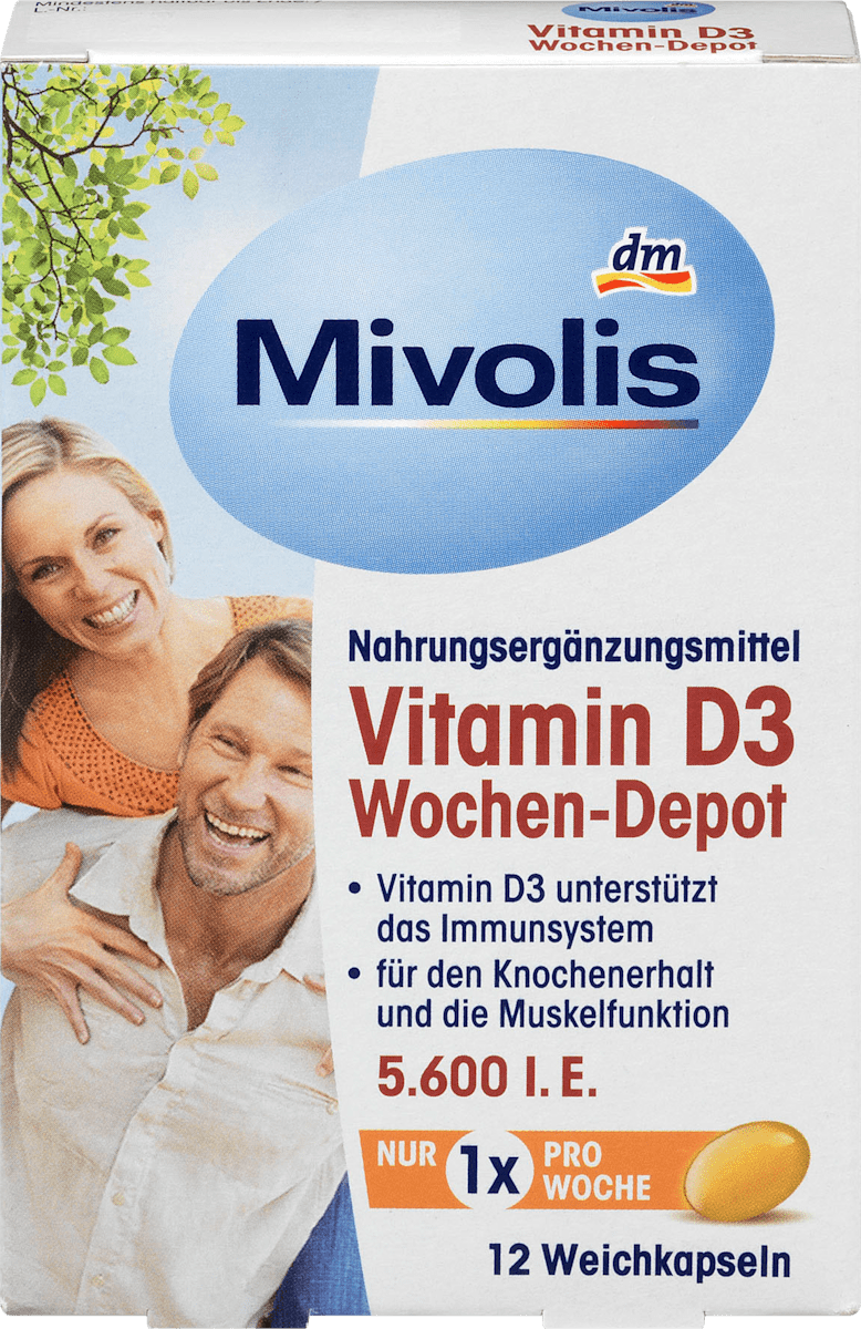 Mivolis Vitamin D3 5600 I.E. Wochen-Depot Weichkapseln 12 St., 5 g ...