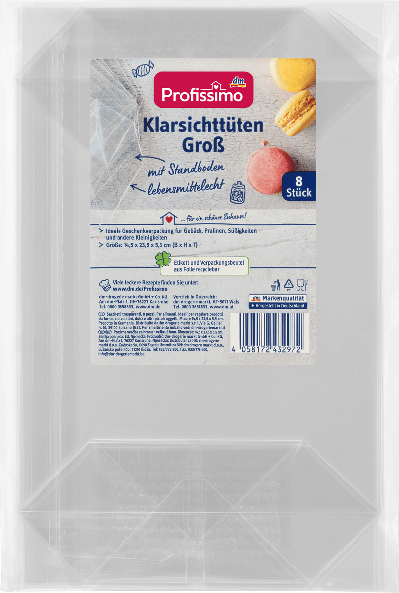 Profissimo Prozorne vrečke z ravnim dnom, 8 kos | dm.si