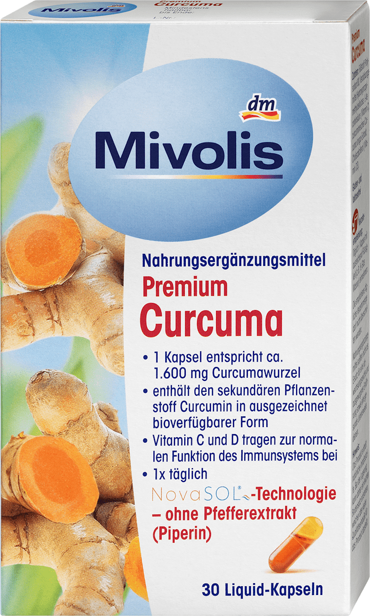 Mivolis Prehransko dopolnilo Premium Curcuma z vitaminom C, vitaminom ...