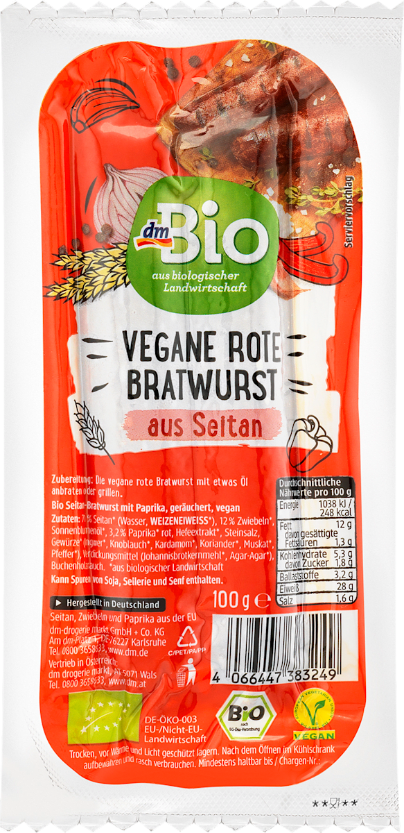 dmBio Vegane rote Bratwurst, 100 g | dm.at