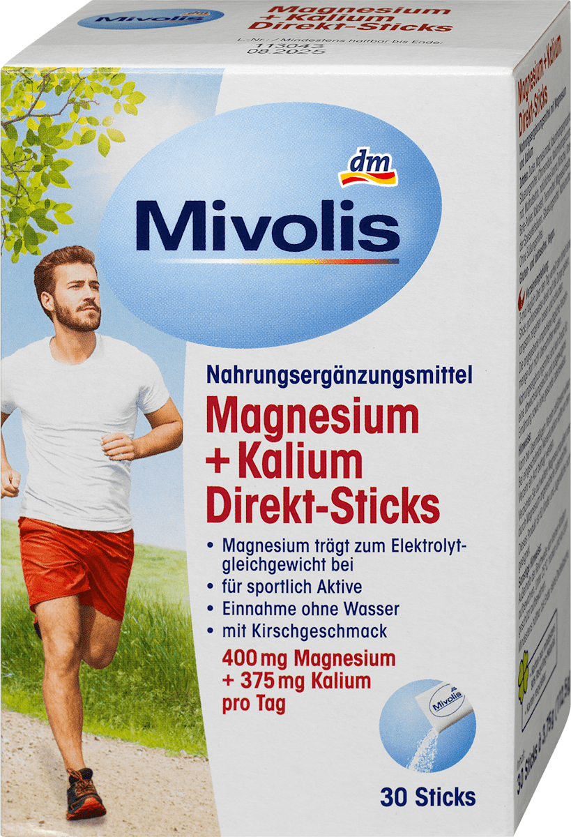 Mivolis Magnesium + Kalium Direkt-Sticks 30 St, 112,5 g dauerhaft ...