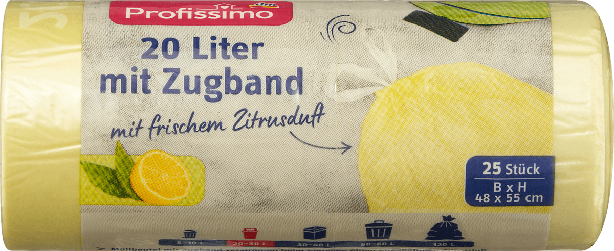 Profissimo Müllbeutel 20 l mit Zugband & Zitrusduft, 25 St | dm.at