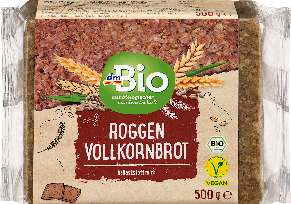 dmBio Bio teljes kiőrlésű rozskenyér, 500 g | dm.hu