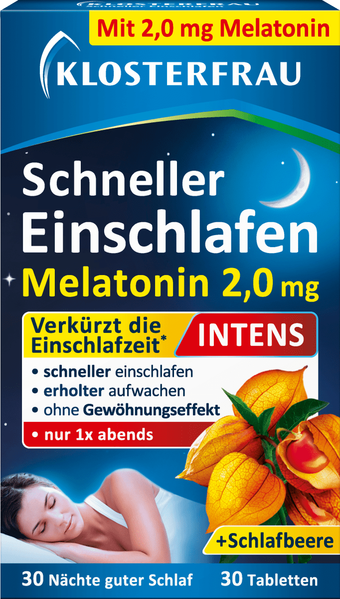 Klosterfrau Schneller Einschlafen Melatonin 2,0 mg Tabletten 30 St, 9,6 ...